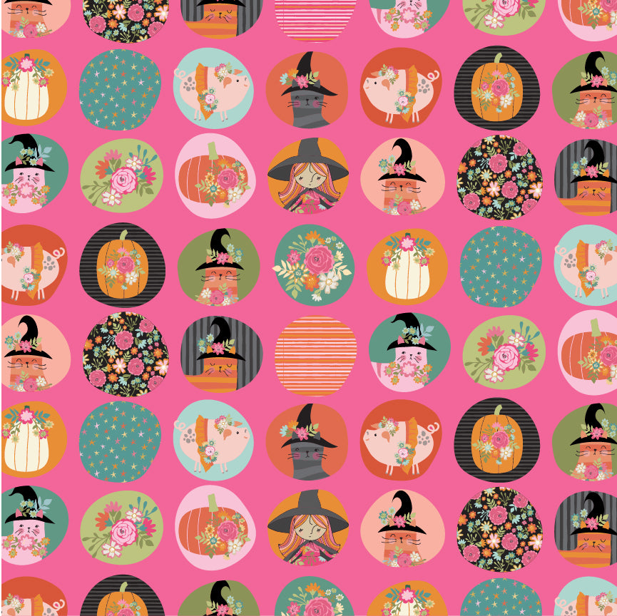 Fun Dots Pink Kitty Loves Candy Poppie Cotton